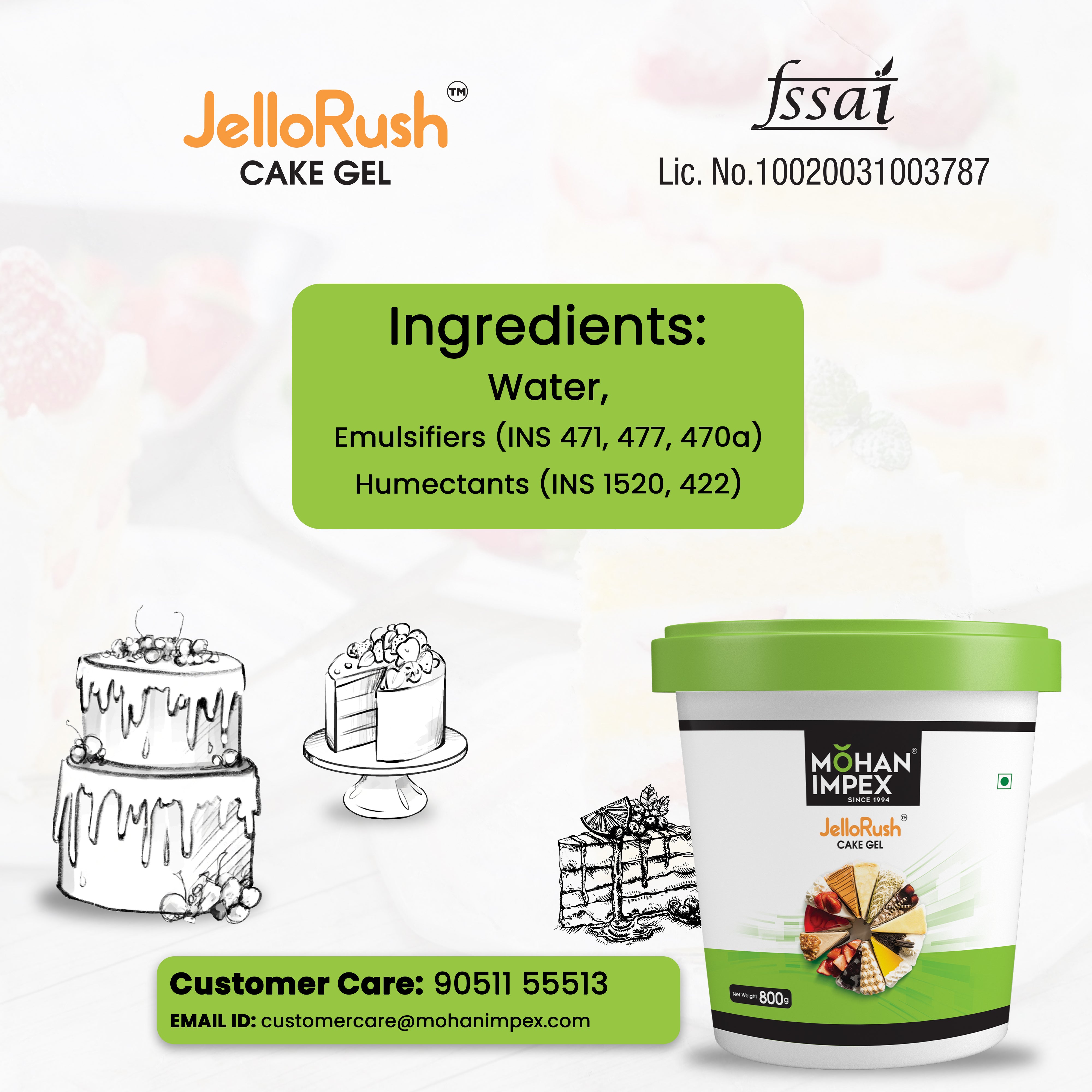 Mohan Impex 800 gm Cake Gel |Cake Sponge Improver|Useful when making ...