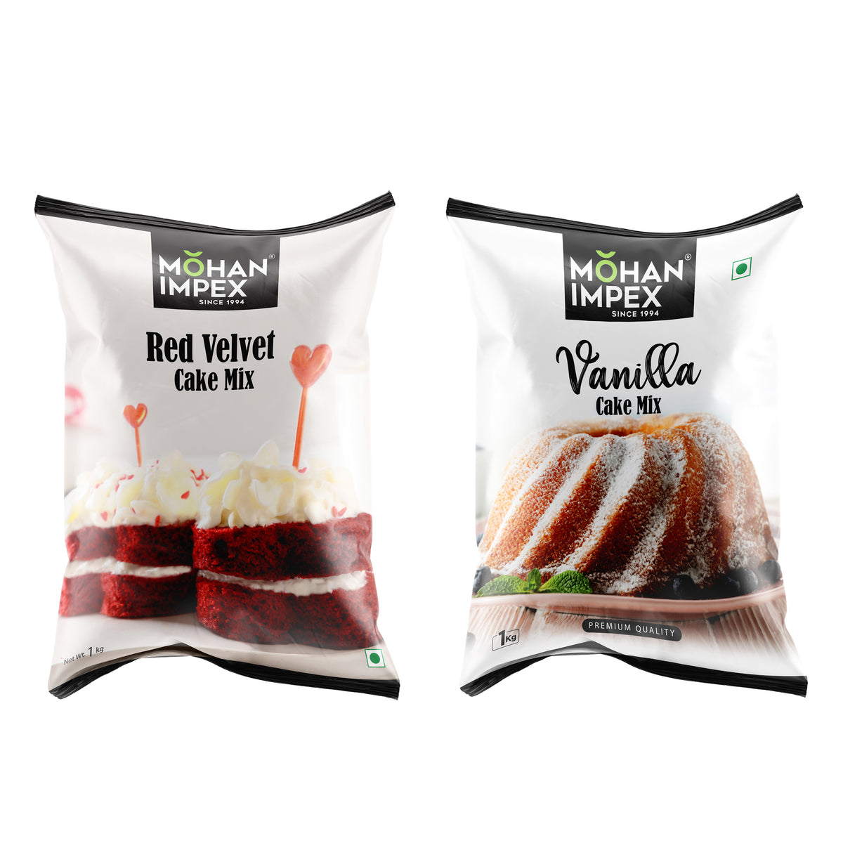 Mohan Impex 1 Kg Combo Pack of Eggfree Red Velvet Cake Mix & Vanilla C