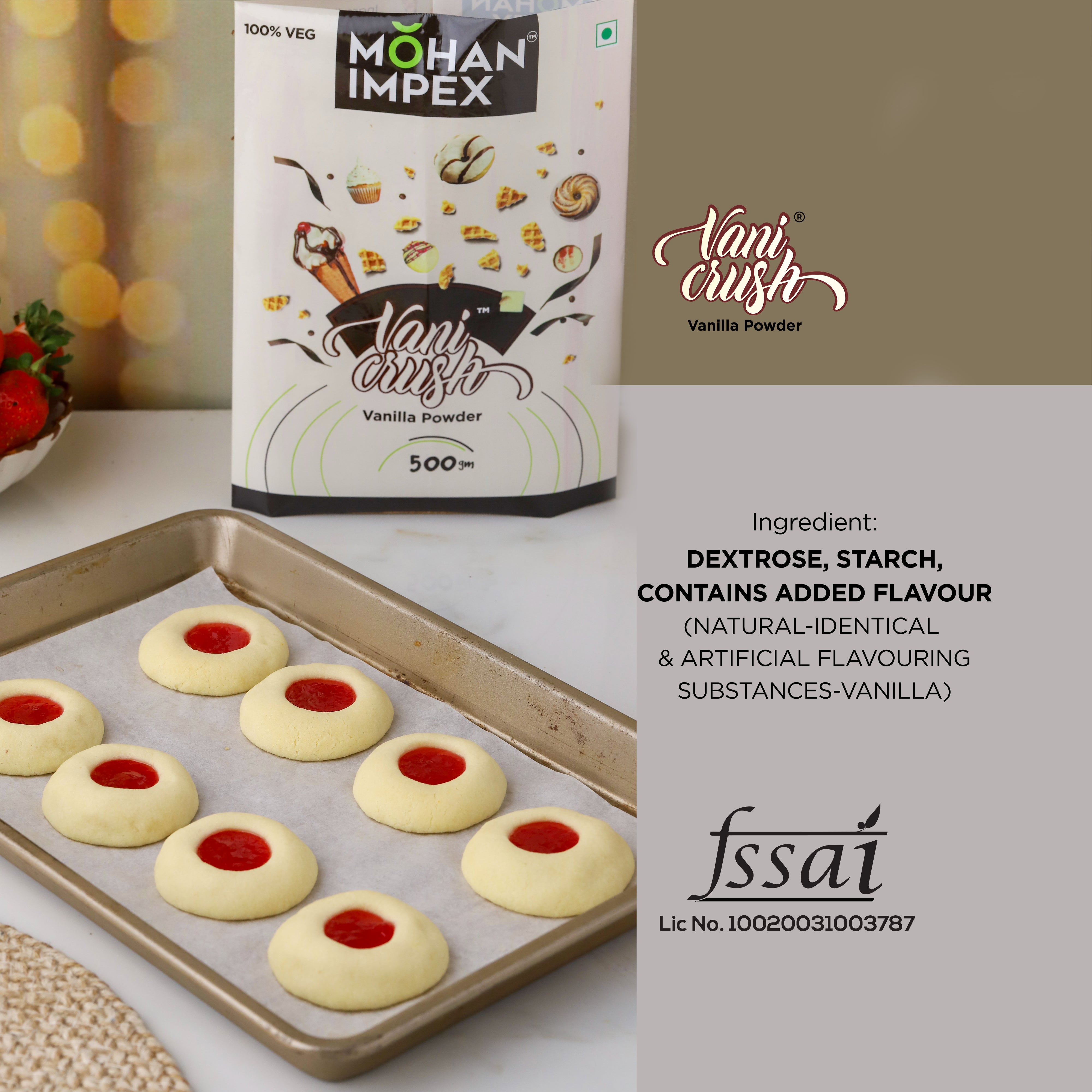 Mohan Impex 500gm Vanilla Powder for Baking Cake, Cookies and Puddings ...